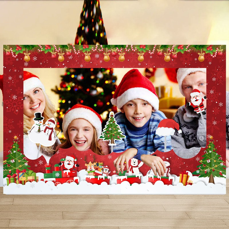 Christmas Frame Photo Prop Santa Snowman Christmas Tree Pattern ...