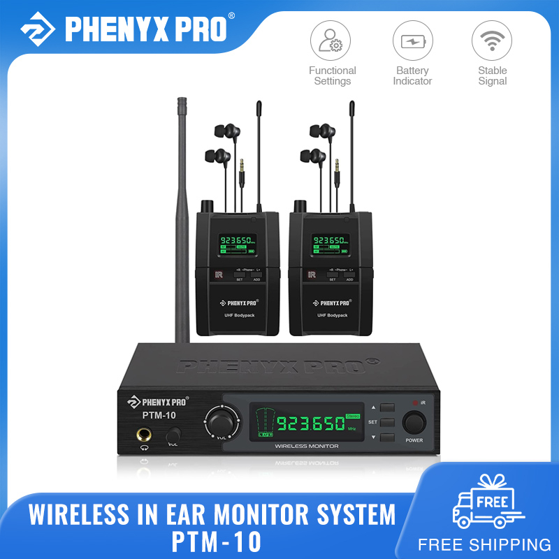 Phenyx Pro PTM-10B Wireless in Ear Monitor System True Stereo UHF IEM ...