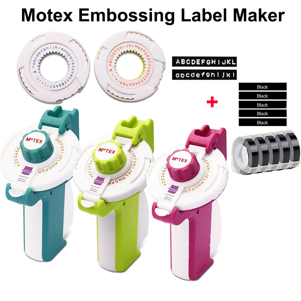 with 5Rolls label tape Motex E202 3D Embossing Label Maker Motex E-202 ...