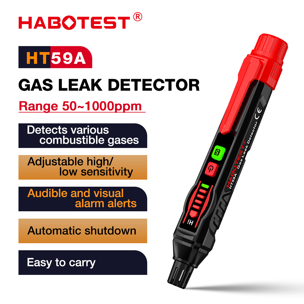 HABOTEST HT59A Gas Leak Detector Portable Natural Gas Detector with ...