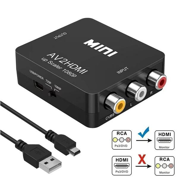 RCA to HDMI, 1080P Mini RCA Composite CVBS AV to HDMI Video Audio ...