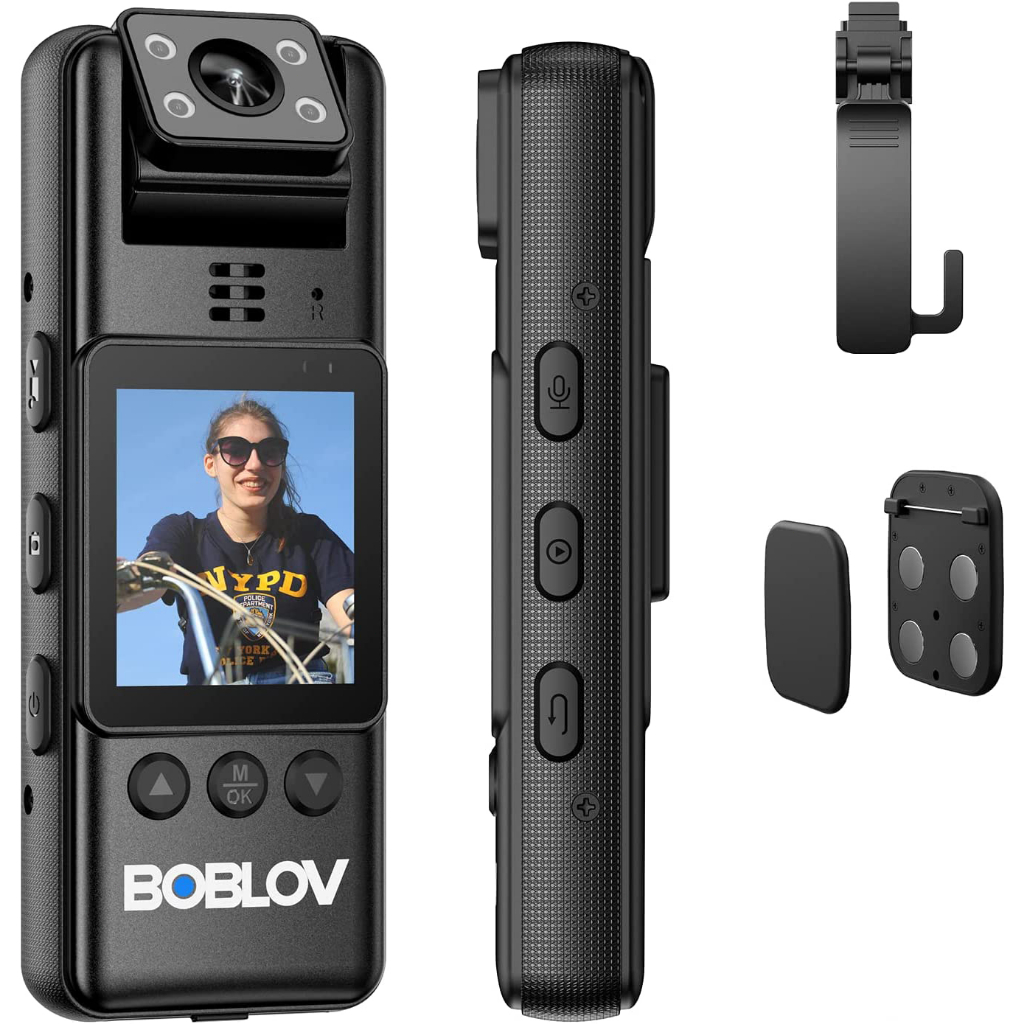 BOBLOV A23 Body Worn Camera, 180° Rotate Video Camera with Night Vision ...