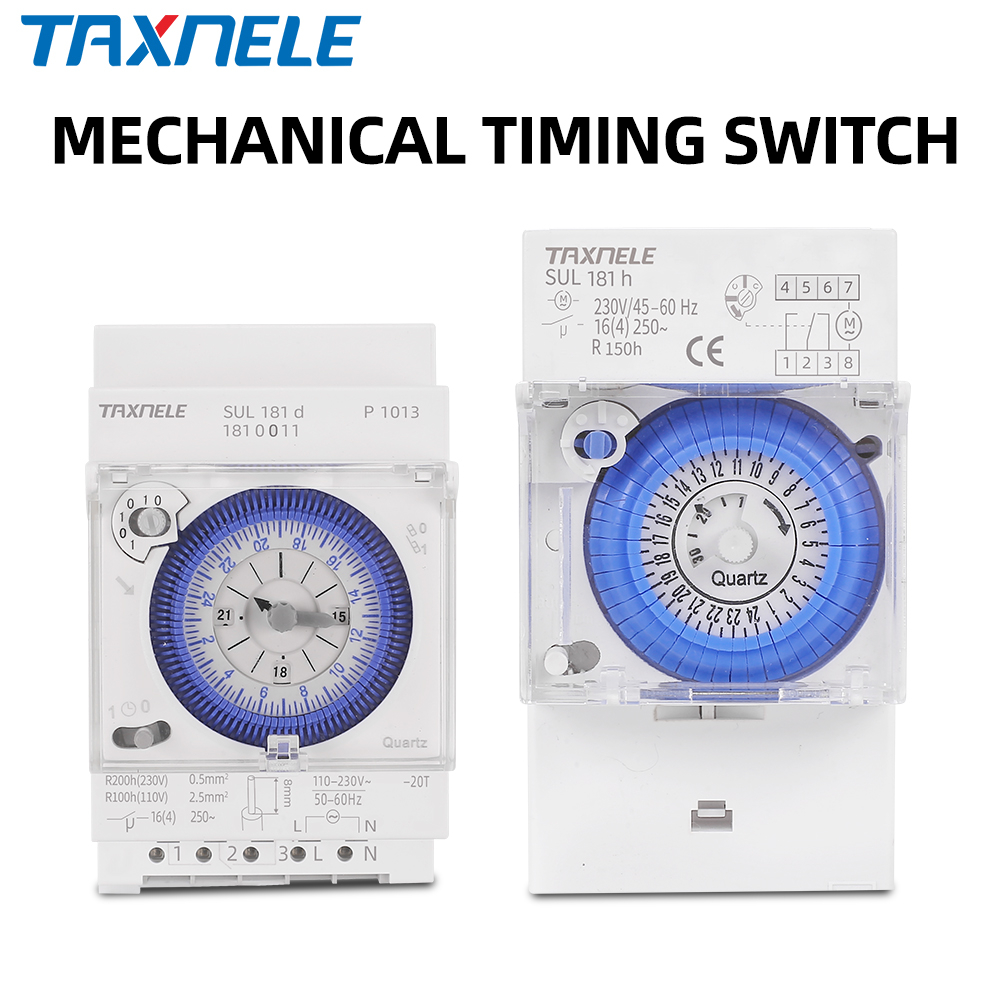 TAXNELE SUL181h SUL181d Mechanical Timer 24 hours Time Switch Relay Programmable Timer 24 hour ...