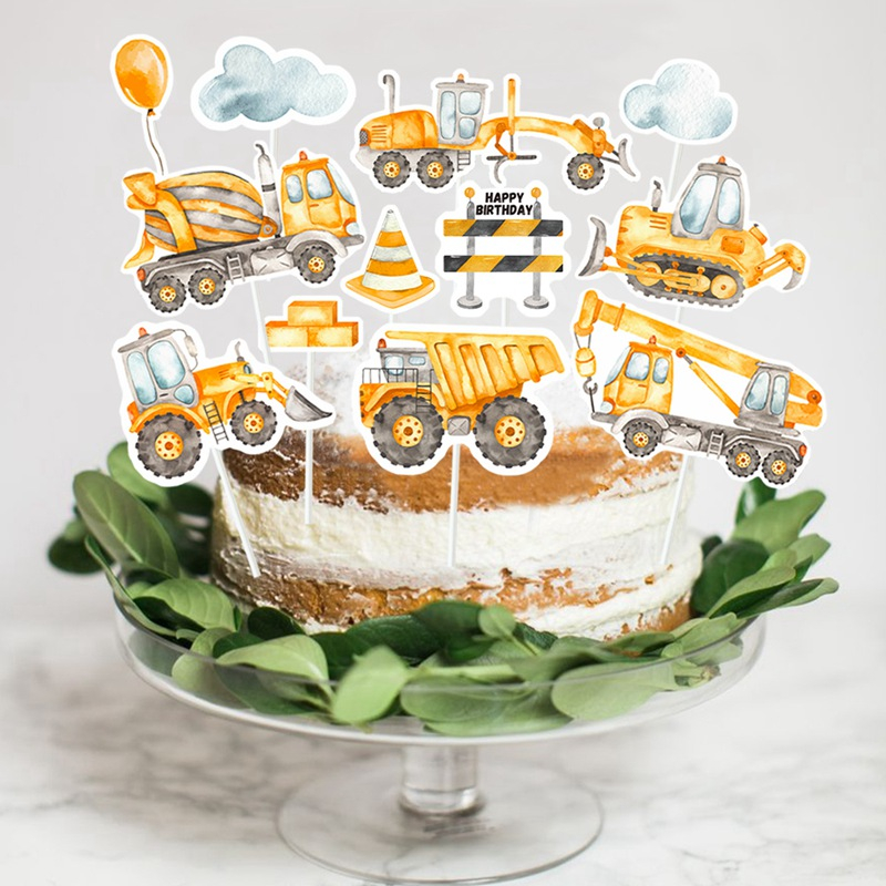 18pcs Engineering Vehicle Themed Cake Toppers Excavator Cake Decor 1st ...