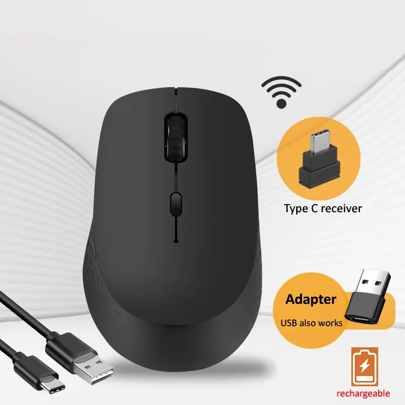 Type C Wireless Mouse Rechargeable Silent Click Ergonomic Mouse 3 DPI ...