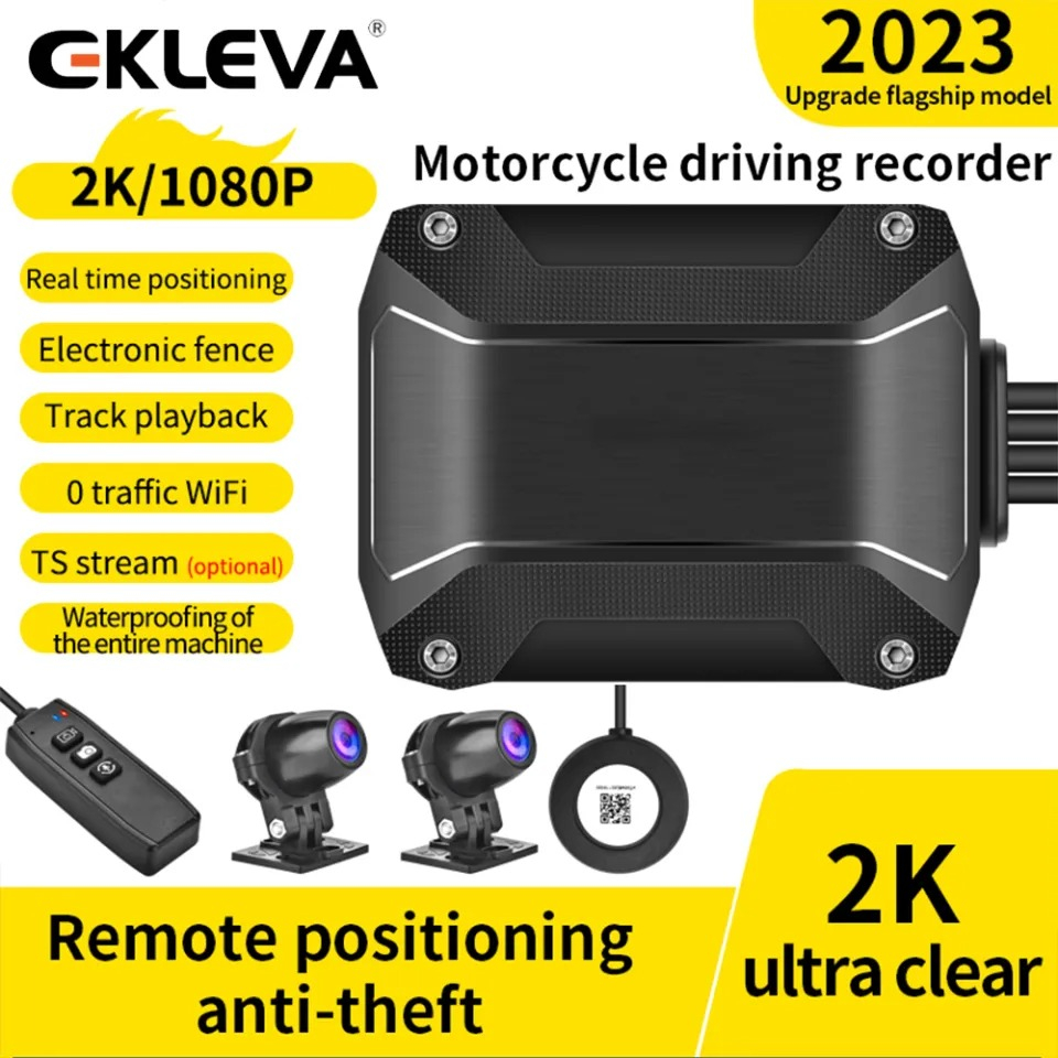 EKLEVA Waterproof Wi-Fi Motorcycle DVR Front/Rear View Dash Cam ...