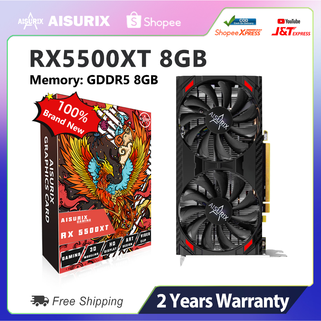 AISURIX RX 5500XT 8G Graphics Card GDDR6 128bit Video Card GPU Gaming ...