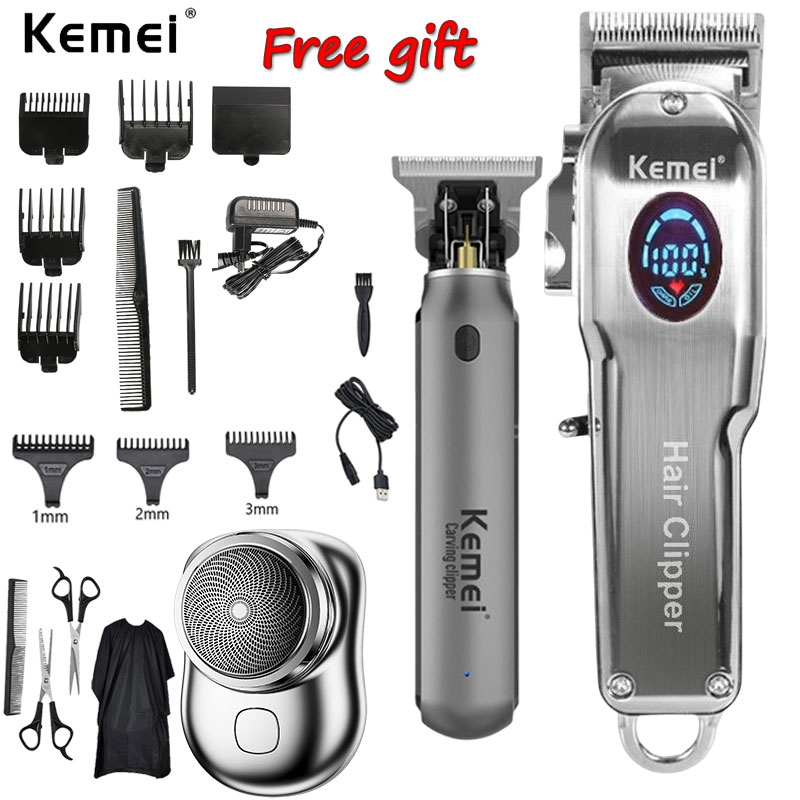 Kemei KM-2296 KM-2299 T8 Hair Clipper Kit Men's Electric Shaver Hair Trimmer Machine ...