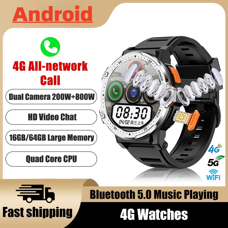2023 New 4G Network Net Dual Camera Smart Watch Wifi Sim Call 4GB RAM ...