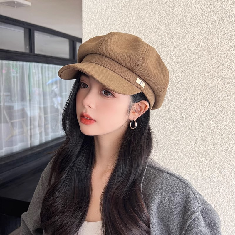 Octagonal Hat Female Autumn Winter Face-looking Peaked Cap British ...