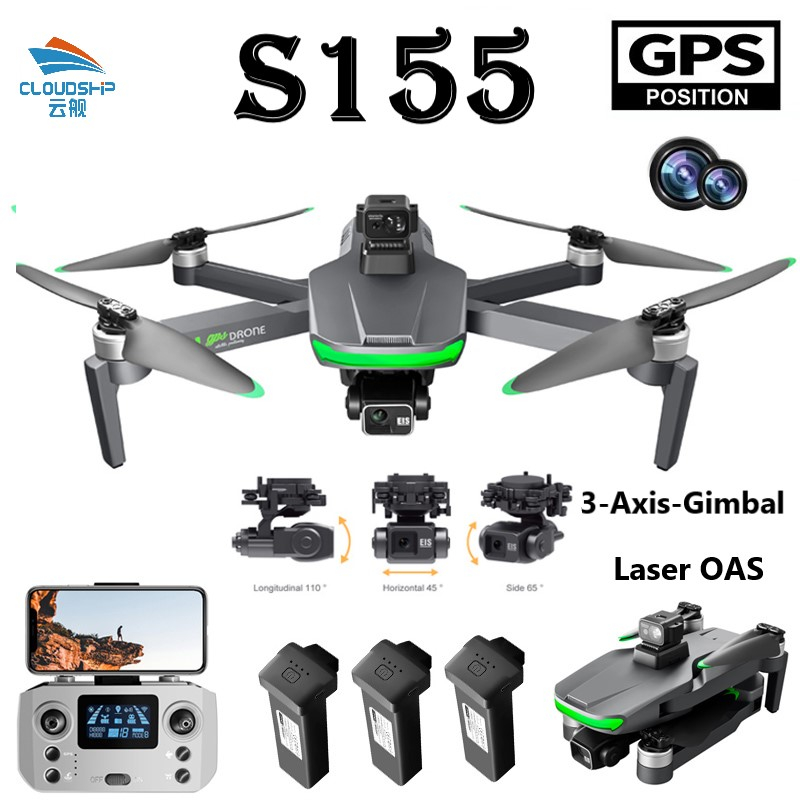 S155 3-Axis Gimbal GPS Drone 4K Professional Camera Brushless Motor Quadcopter Obstacle ...