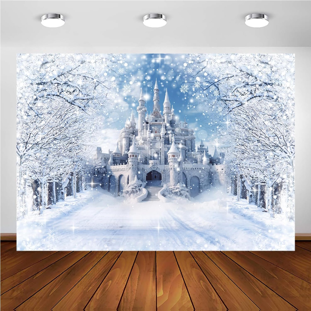 Winter ice snow Castle Backdrop Winter Snowflake Forzen Castle Scene ...