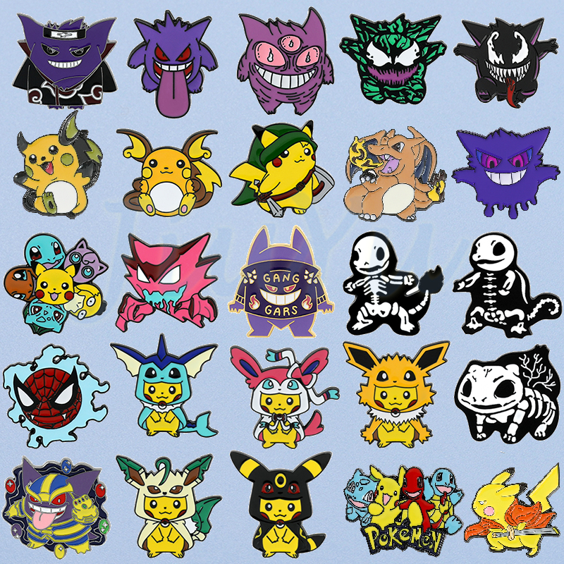 Anime Pokémon Enamel Pins for Backpacks Cute Pikachu Gengar Charmander ...