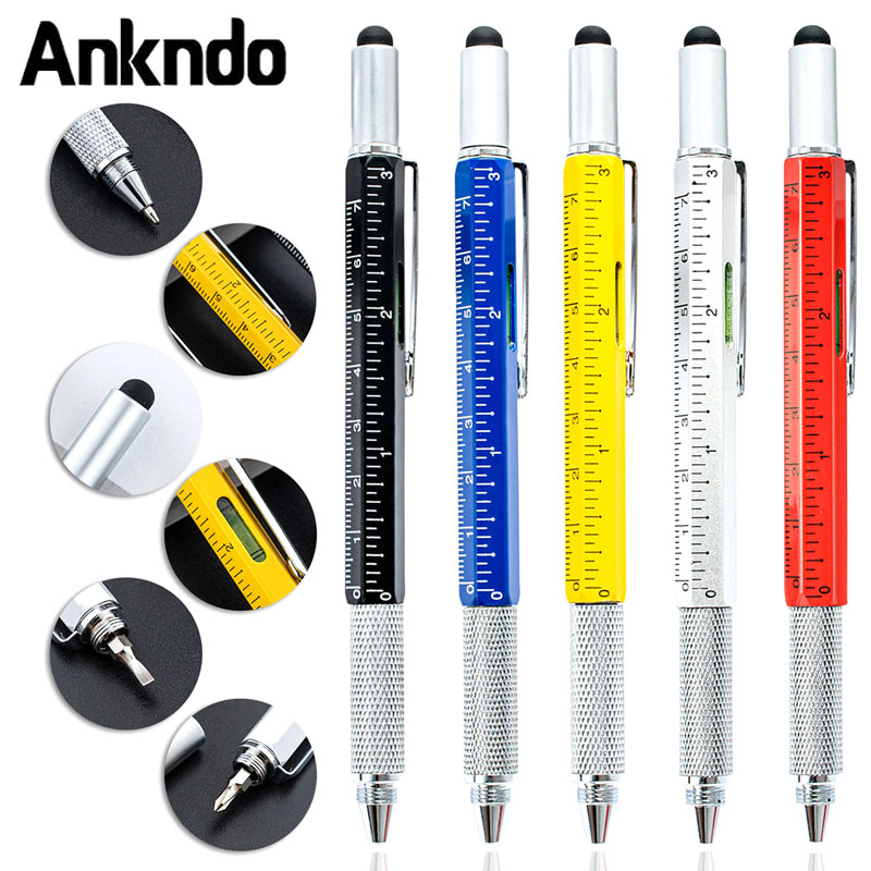 Ankndo 6 in 1 Metal Multi-function Ballpoint Pen Measure Technical ...