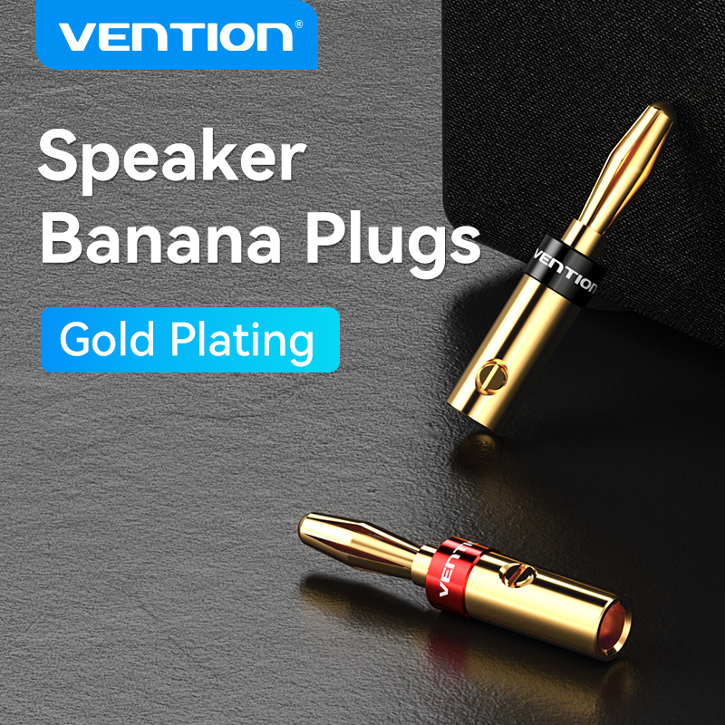 Vention Gold-Plated Banana Plugs, 2-Pairs Copper Audio Connectors for ...