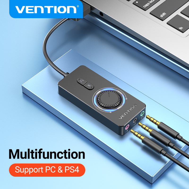 Vention USB External Sound Card, 3.5mm Stereo Audio Adapter with Plug ...