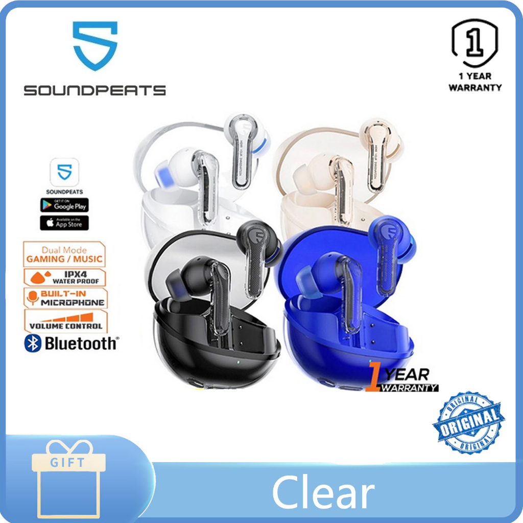 SoundPEATS Clear Transparent Series Bluetooth 5.3 True Wireless Earbuds ...
