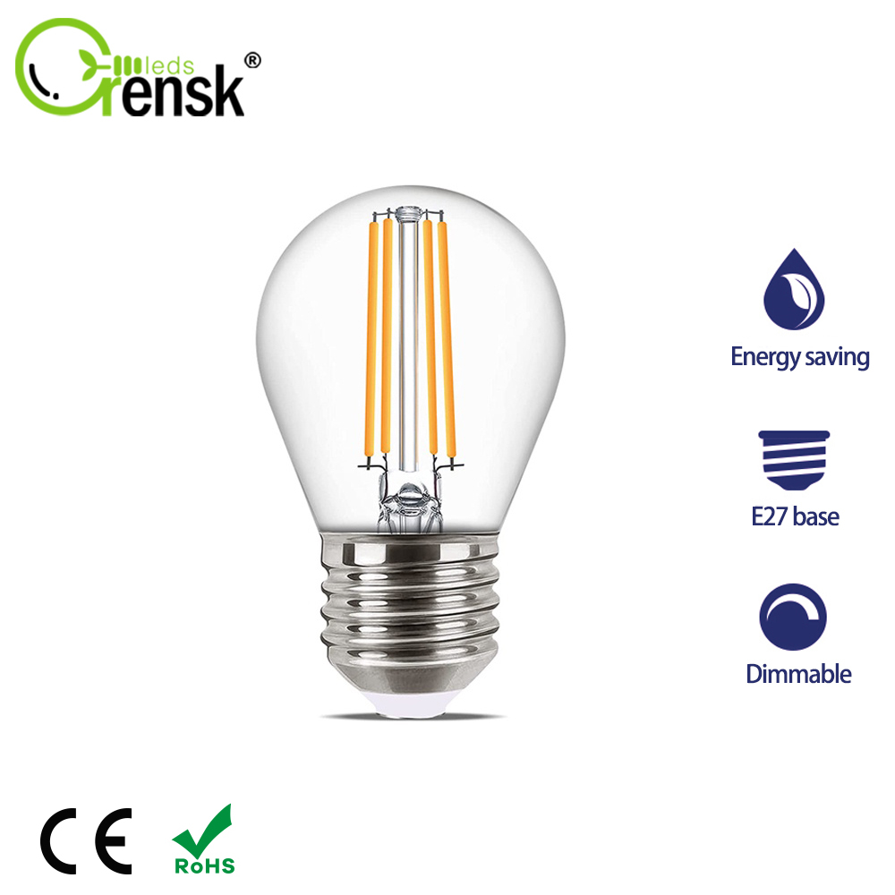 LED BULB 4W G45 Globe Led Filament Bulb E27 220V Dimmable Light Bulb ...