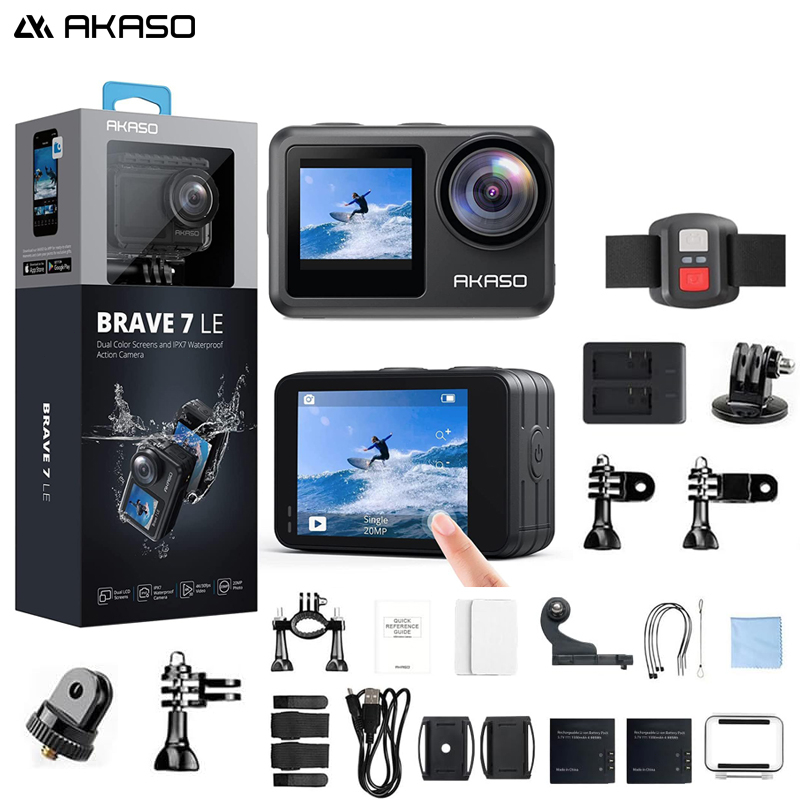 AKASO Brave 7 LE 4K30FPS 20MP WiFi Action Camera Touch Screen Vlog EIS ...