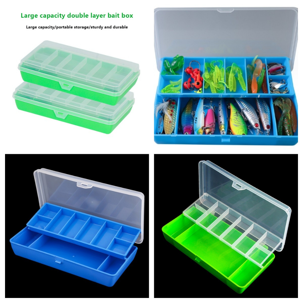 FCMY Portable Fishing Tackle Box 11 Compartments Double-deck Storage ...