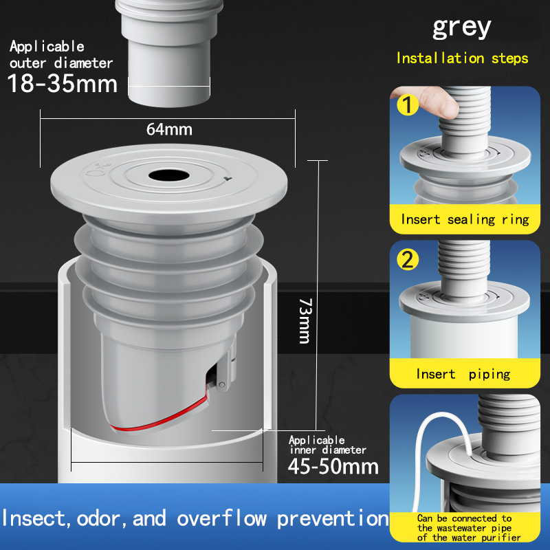 Two packs Floor Drain Kitchen Bathroom Accessories One Way Valve ...