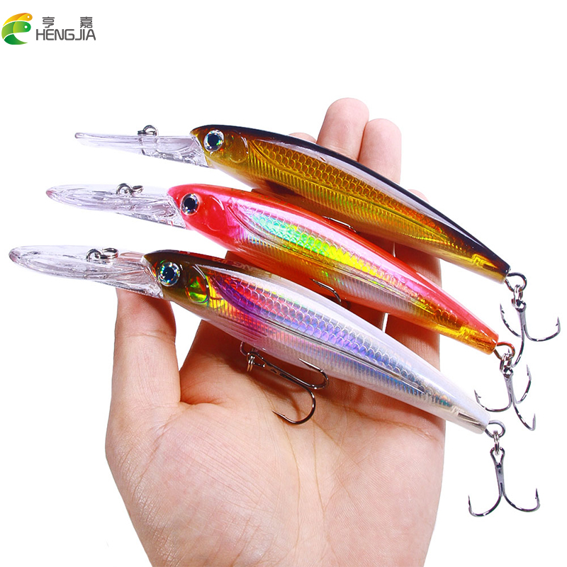 HENGJIA 1PCS Floating Fishing Lure 170mm 30.8g 3D Eyes Plastic Hard Bait Minnow Wobblers Tackle ...