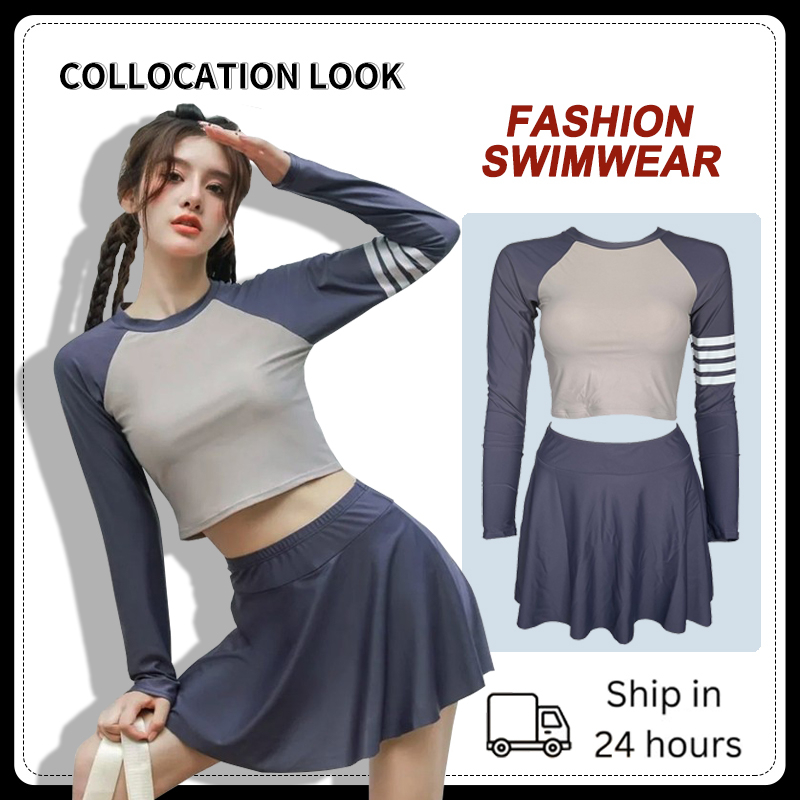 【Fashion swimwear】Ready stocks Swimwear Women's Split Three Piece Set ...