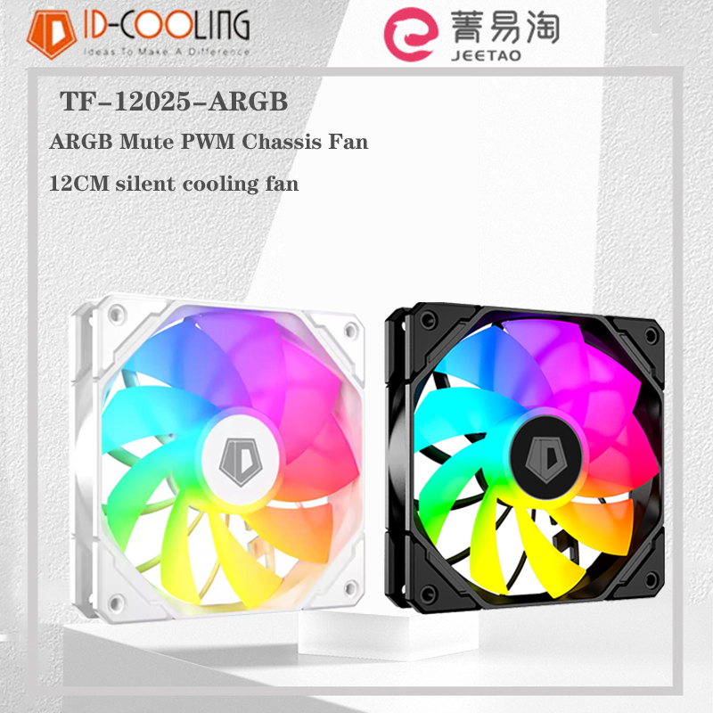 ID-COOLING TF-12025-ARGB White/Black ARGB Mute PWM Chassis Fan 12cm 5V 3PIN Double-sided Shock ...