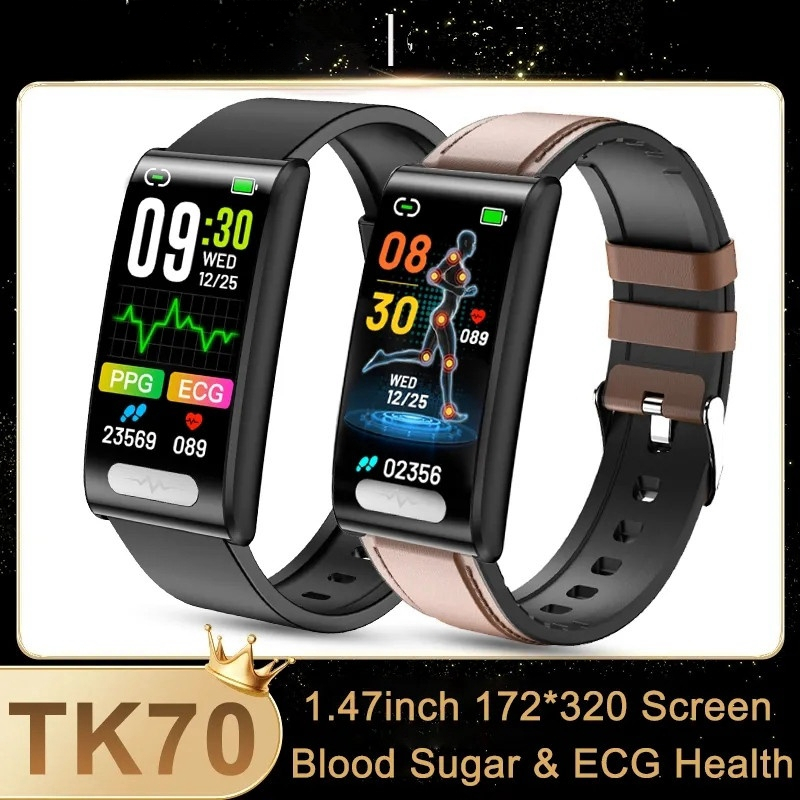 New TK70 ECG+PPG Health Smart Watches Men Heart Rate Blood Pressure ...
