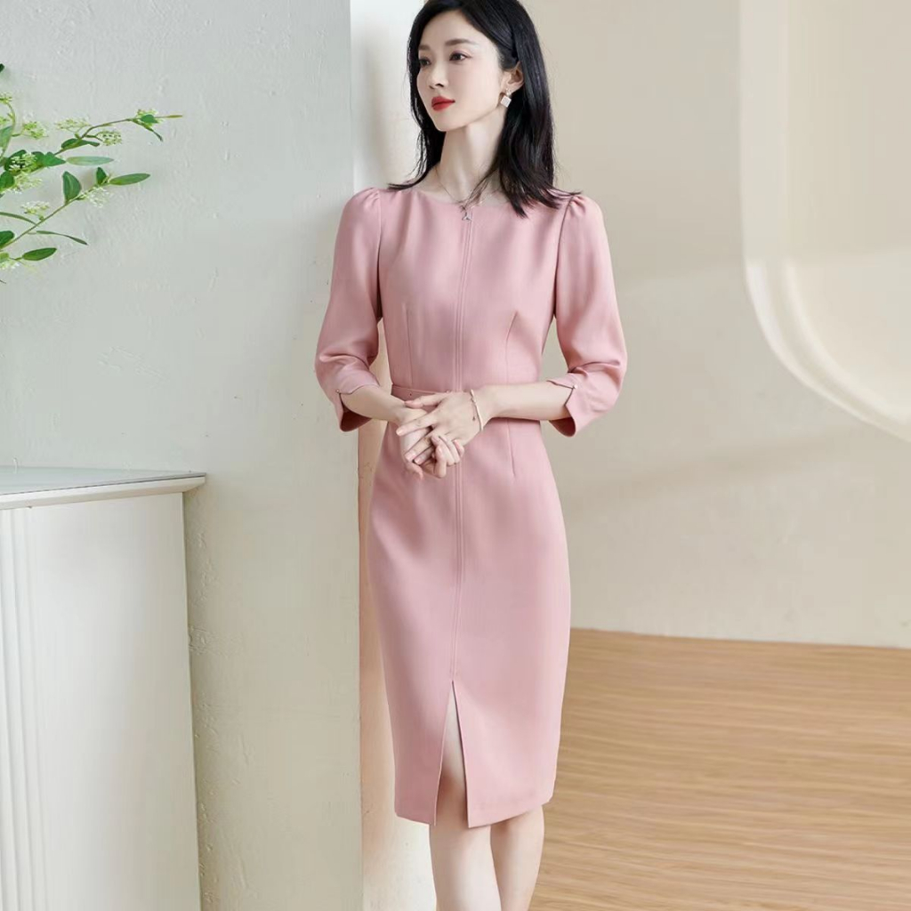 High-end Summer Office Dress Fashion High Waist Slim Wrap Dress Elegant ...