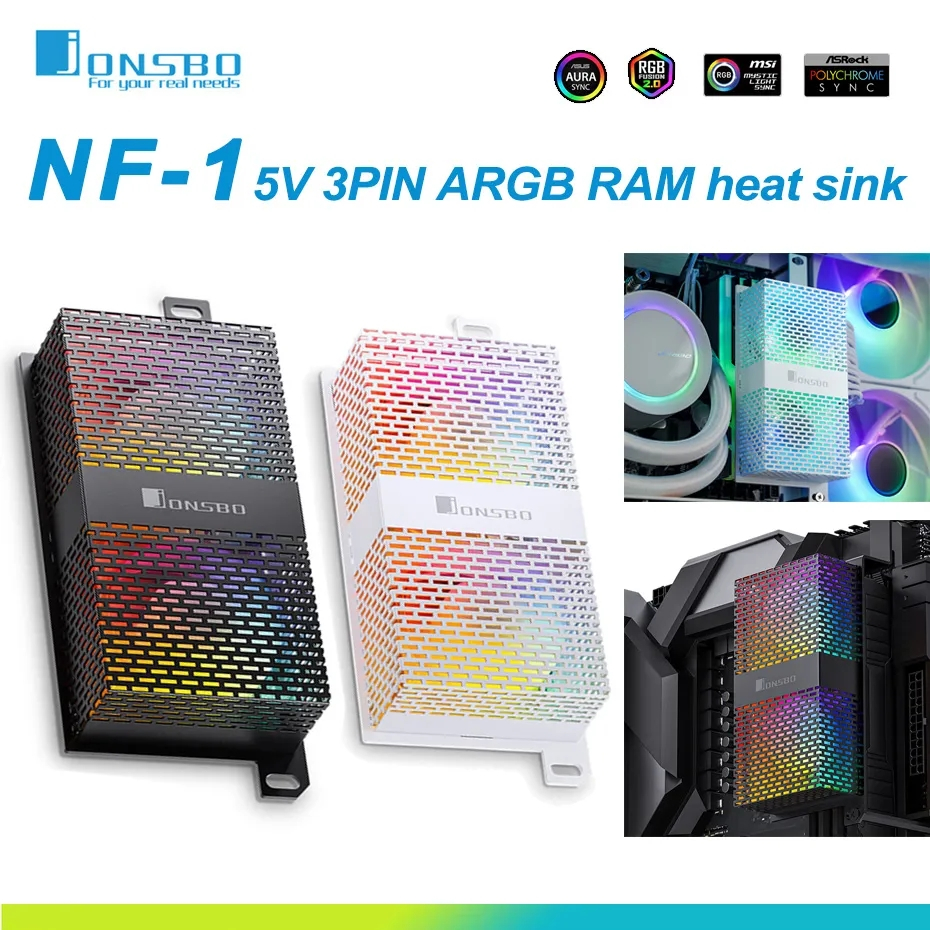 JONSBO NF-1 Memory Cooler 5V/3PIN ARGB Dual 5020 Fans DDR4 Cooling Vest ...