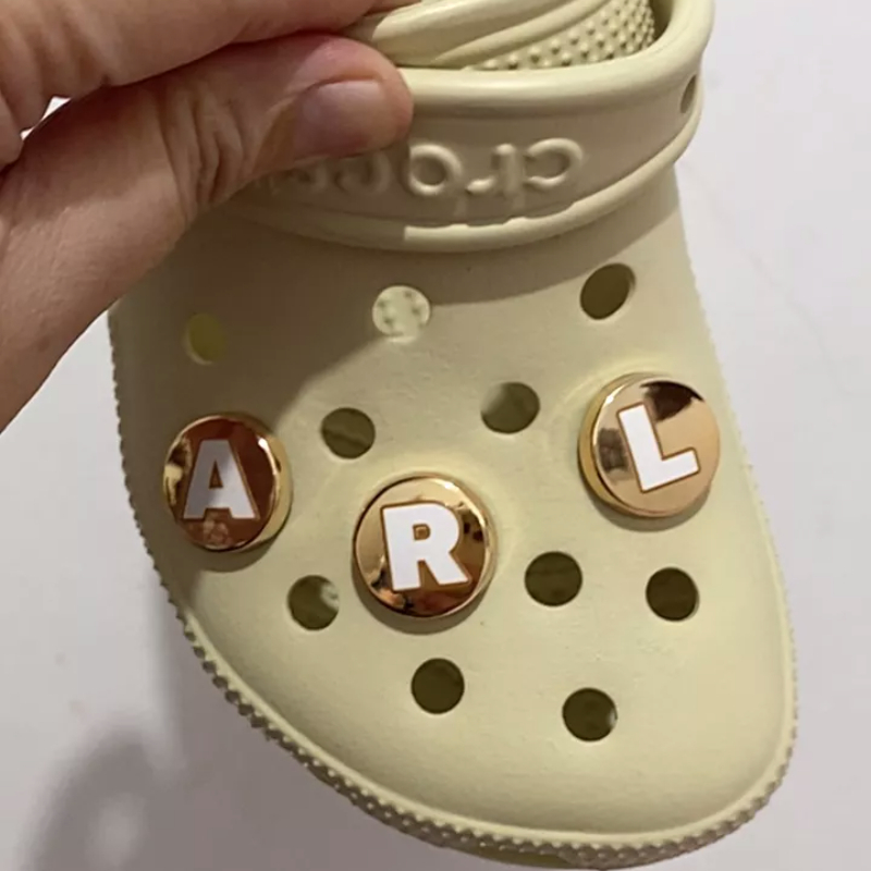 Cute A-Z Alphabet Crocs Accessories Letters Jibits Charm Gold Jibbits ...