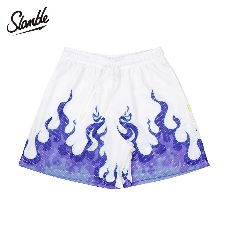Thin Style Flame Printed Mesh Shorts Breathable Drifit Shorts For Men ...