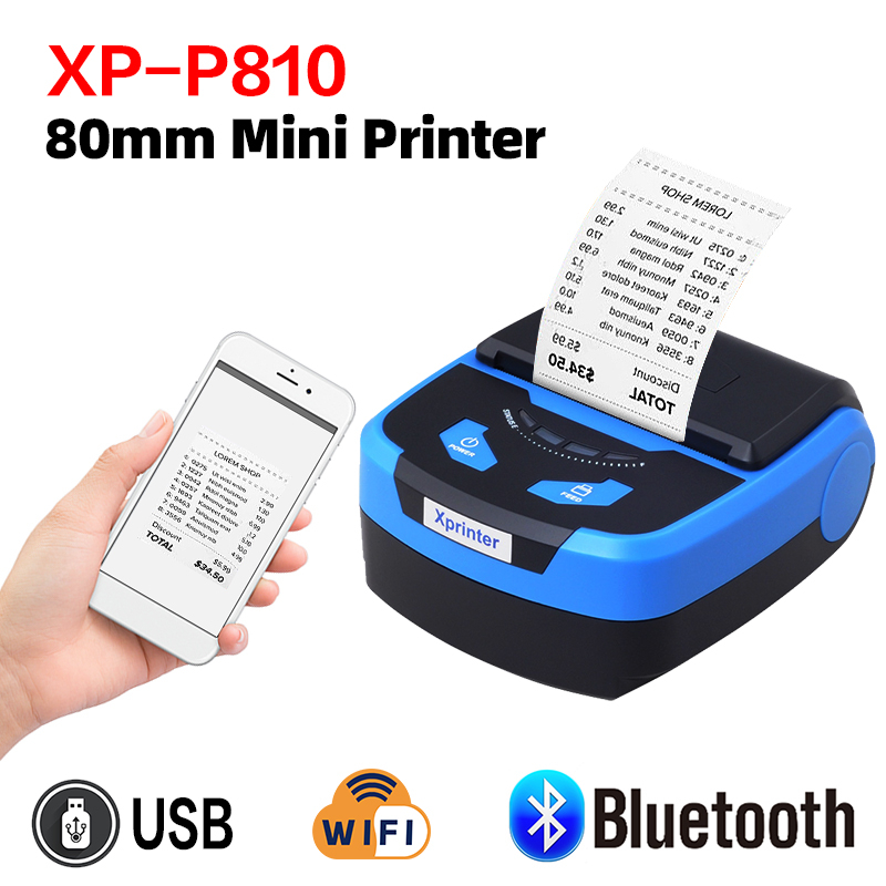 Mini 80mm Thermal Printers Xprinter P810 Wireless Portable Receipt Printer Thermal Bluetooth ...