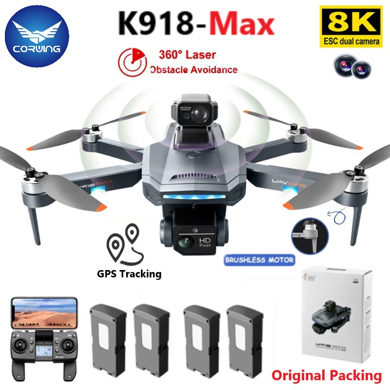 Original K918 MAX GPS Drone 8K/6K Camera Professional Obstacle ...