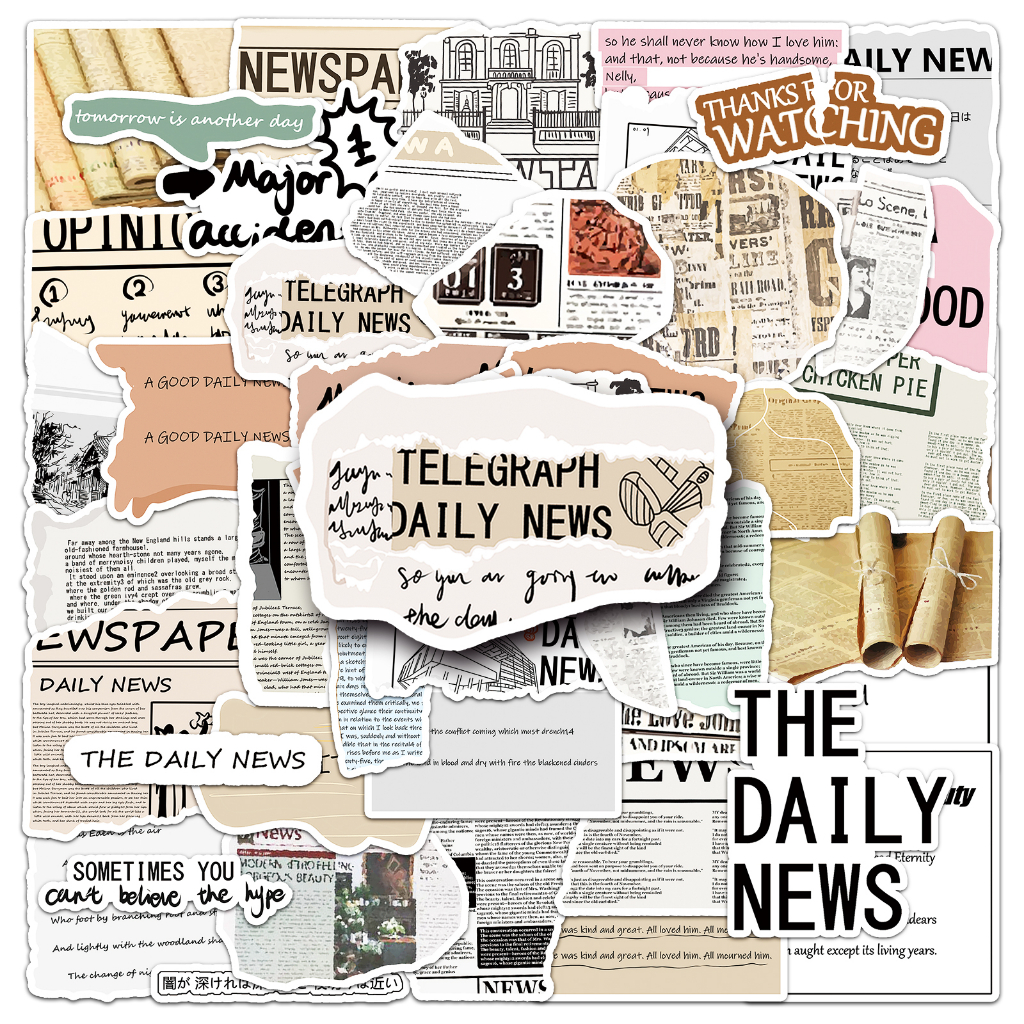 50 Piece Funny Retro newspaper Stickers Waterproof DIY For Phones ...