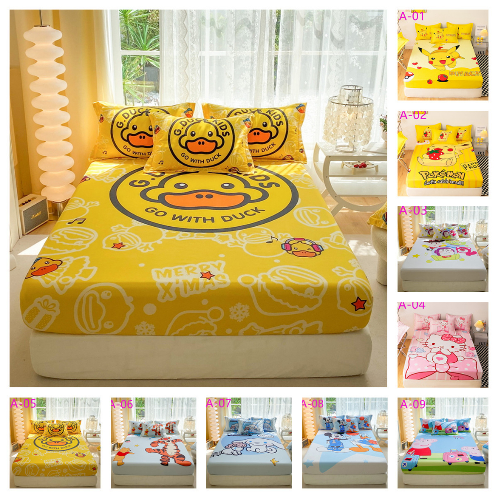 New 100% cotton cartoon sheets 1050TC KAIN TEBAL 3in1 Bedsheet Super ...