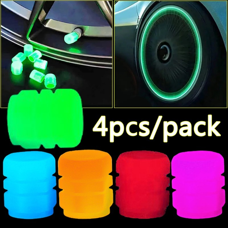 Universal Fluorescent Car Tire Valve Caps, Luminous Car Tire Air Valve ...