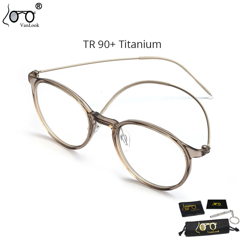 Korea Style Optical Glasses Round Specs Small TR90 Pure Titan Frame ...