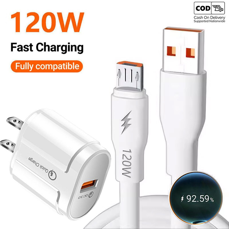 100% Original 120W Super Fast Charging Cable Extra Thick Cable Micro ...