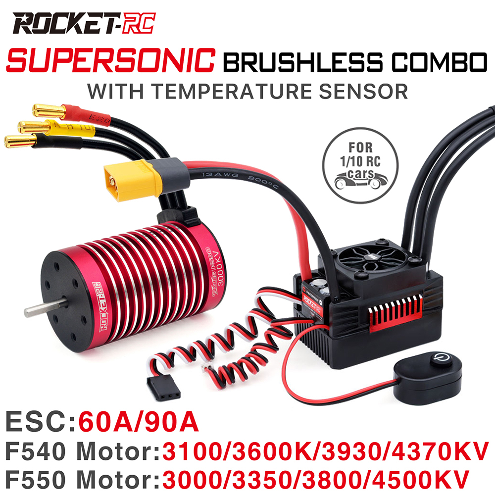 Rocket-RC SURPASS HOBBY Motor ESC 1/10 Brushless Motor And ESC Combo 60A 90A F540 F550 motor 3 ...