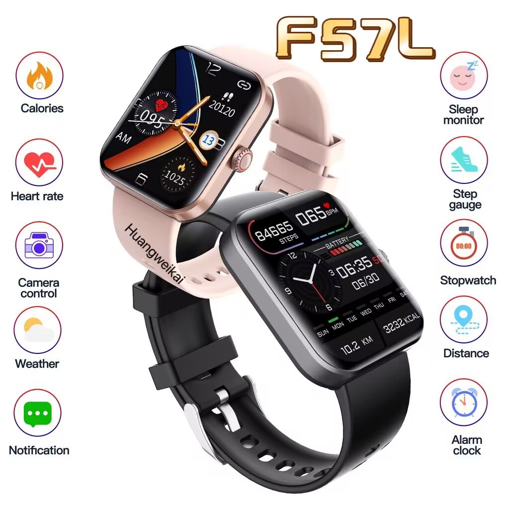F57L Smart Watch Heart Rate Blood Pressure Monitor BP Temperature ...