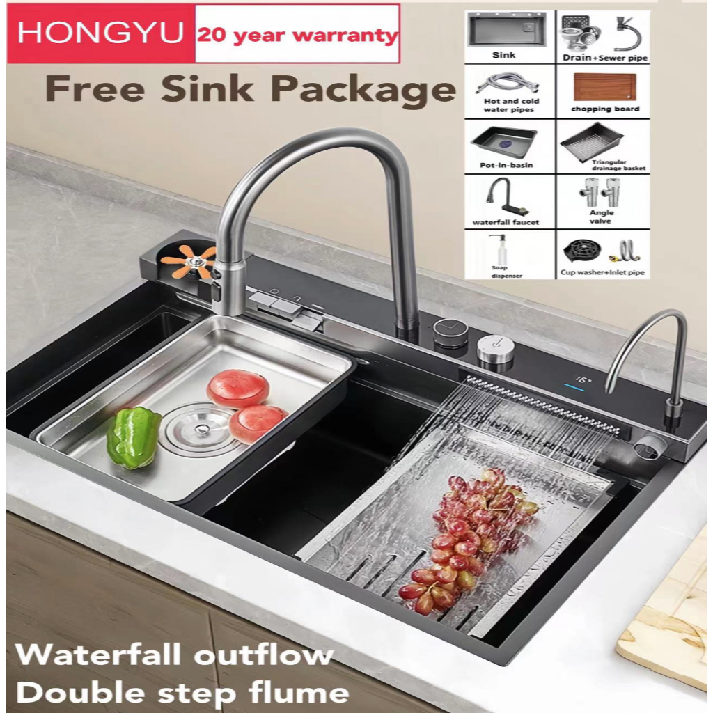 NANO Sink 304 StainlessSteel Flying Rain Waterfall Single Bowl ...