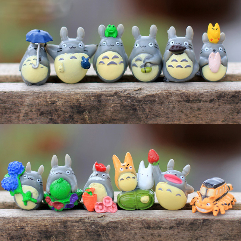 12Pcs/Set 3.8cm Studio Ghibli Totoro Kitten Bus Mini Resin Action ...