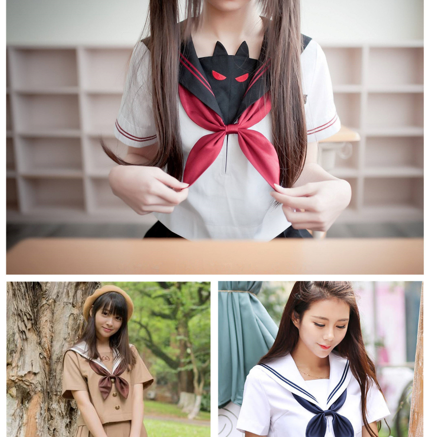 Students School Girls Ribbon goldfish knot bow tie student triangle scarf Tie Necktie Choker For ...