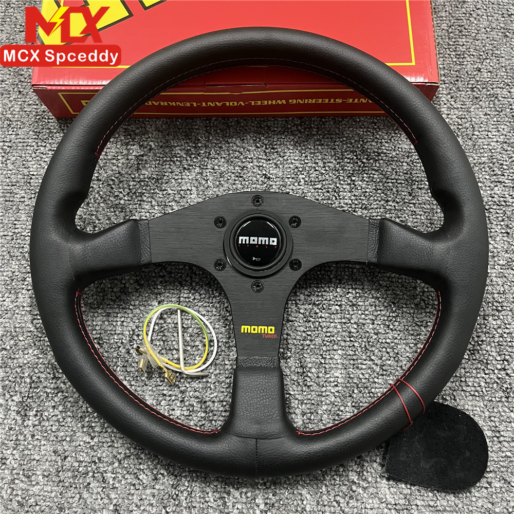 Italy MOMO Tuner Steering Wheel Leather 14inch 350mm Universal 3 Spoke High Quality | Shopee ...