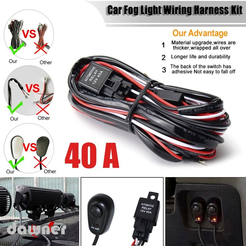 1Pc LED Work Light Bar Universal Wiring Harness Kit LED Light Bar Cable ...