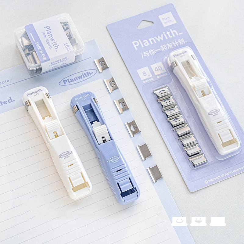 Penlab Planwith Push Paper Clip Pusher Set Smile Design Reusable Mini ...