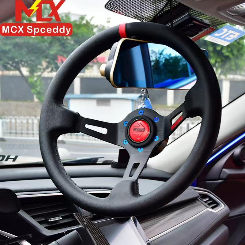 MOMO Japan Real Leather Deep Dish HONDA 14inch 340mm Steering Wheel ...