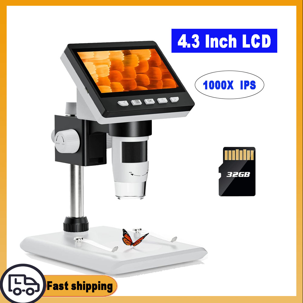 Elikliv EDM4 Coin Microscope 4.3" LCD Digital Microscope 1000x, IPS ...